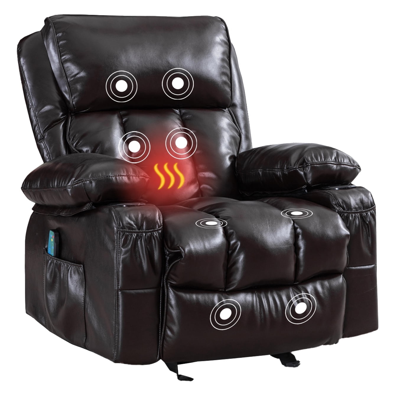 CIYOYO Leather Adult Recliner Chair with Vibrating Massage, Heat ...
