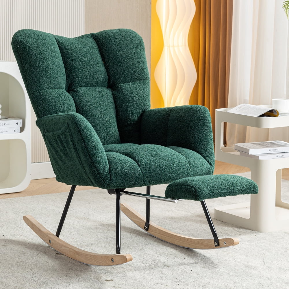 CIYOYO Teddy Fabric Rocking Chair With Adjustable Footrest - Walmart.com