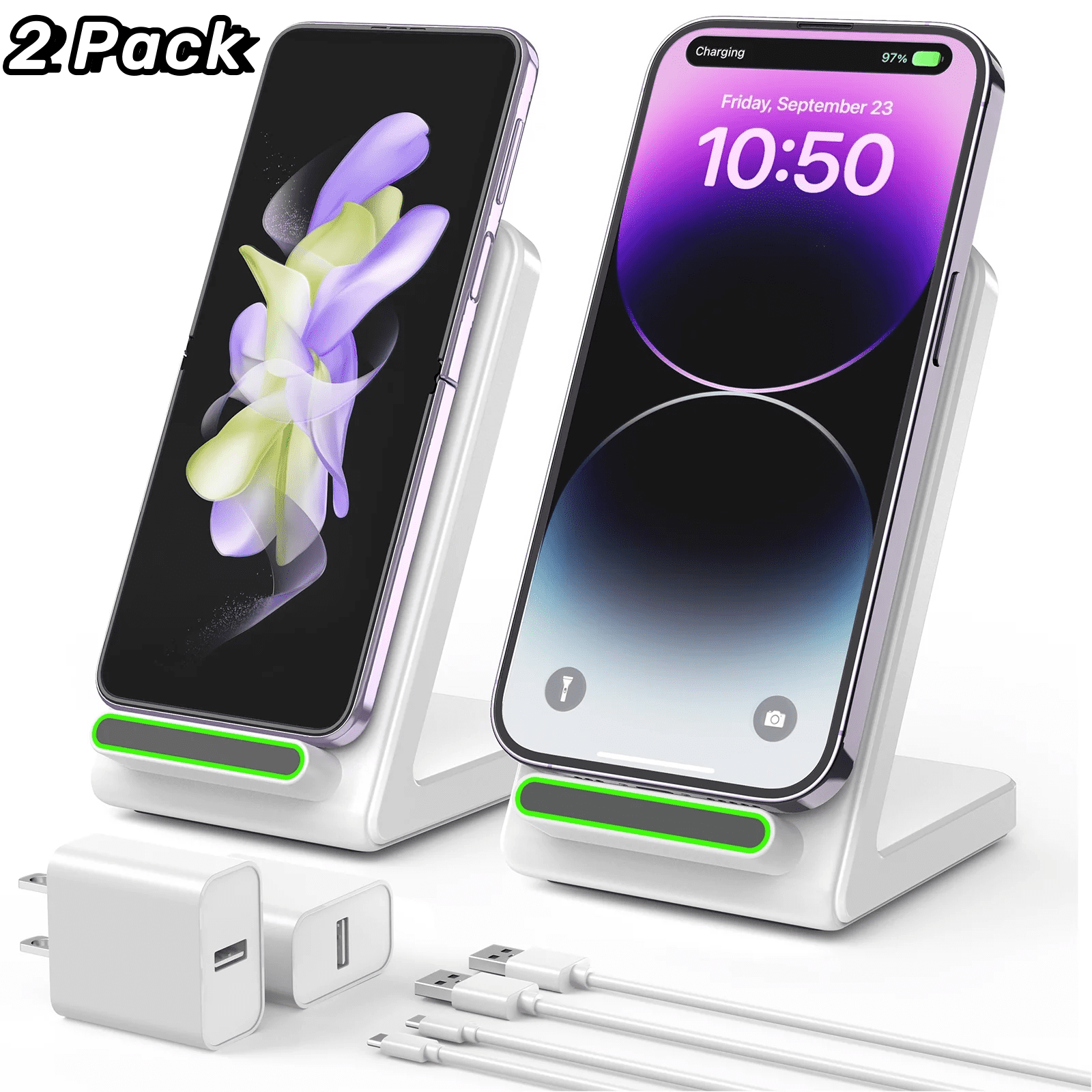 CIYOYO 2 Pack Wireless Charger, Qi-Certified for iPhone 13/12/11 ...