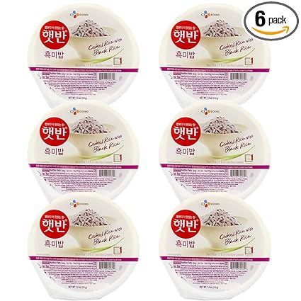 CJ Korean Cooked Rice with Black Rice, microwaveable instant fresh rice ...