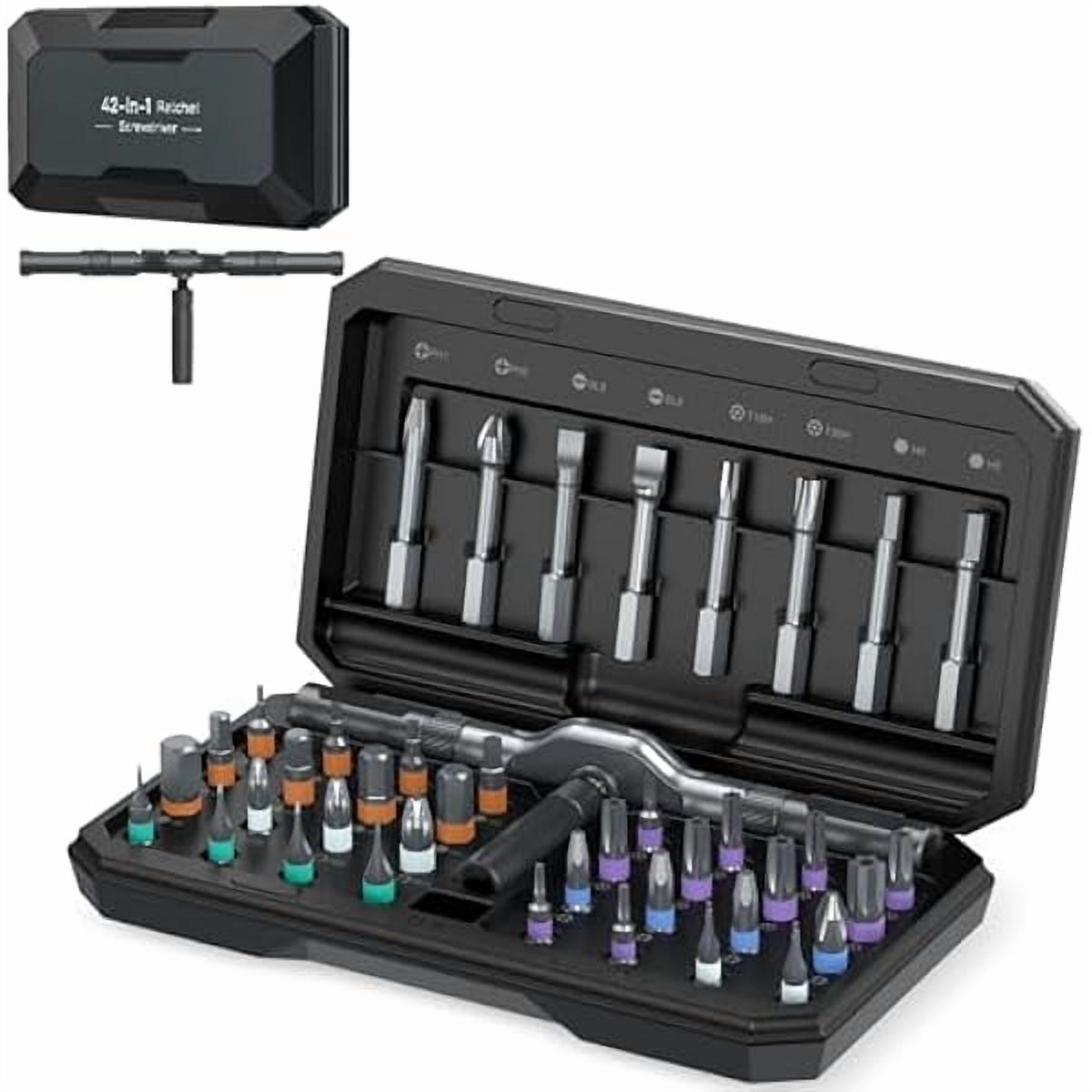 CJBUpgraded 42 in 1 Magnetic Screwdriver Set, DIY Ratchet Screwdriver Set Magnetic with 40 PCS ...