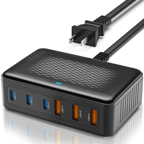 CJBZLC 100W 6 Port USB C Fast Charger Block,Charging Station Hub for ...