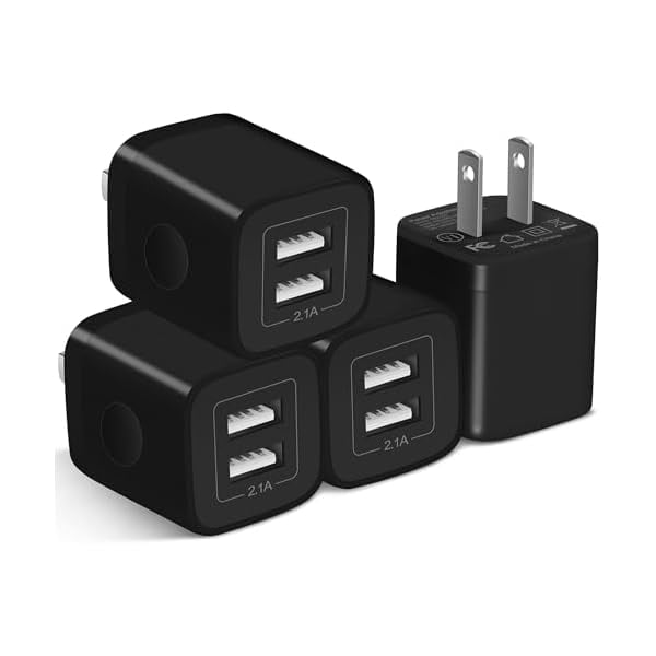 CJBZLC USB Wall Charger, 4-Pack 2.1A Dual Port USB Cube Power Adapter ...