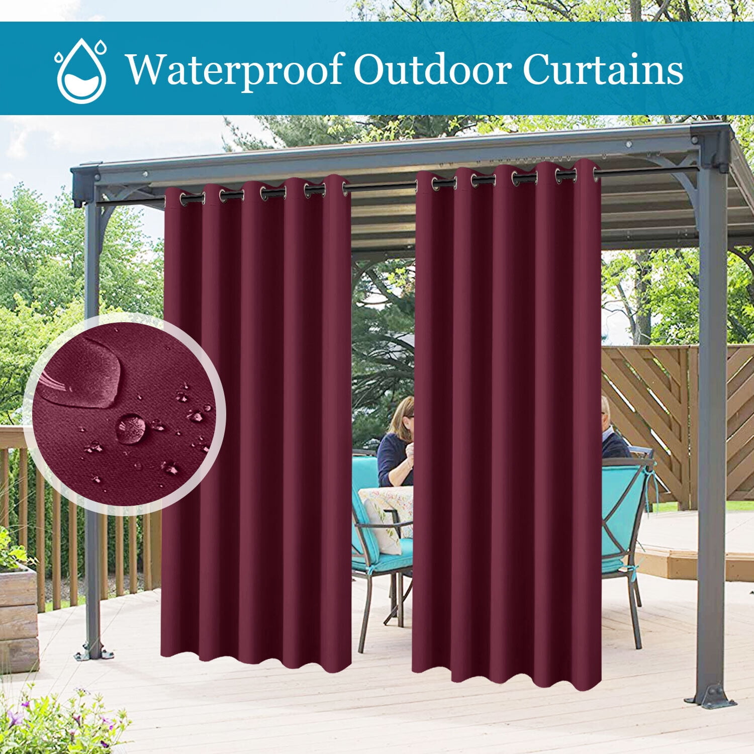 CJC 1 Panel Outdoor Curtain for Patio, Garden Pergola Gazebo Curtains ...