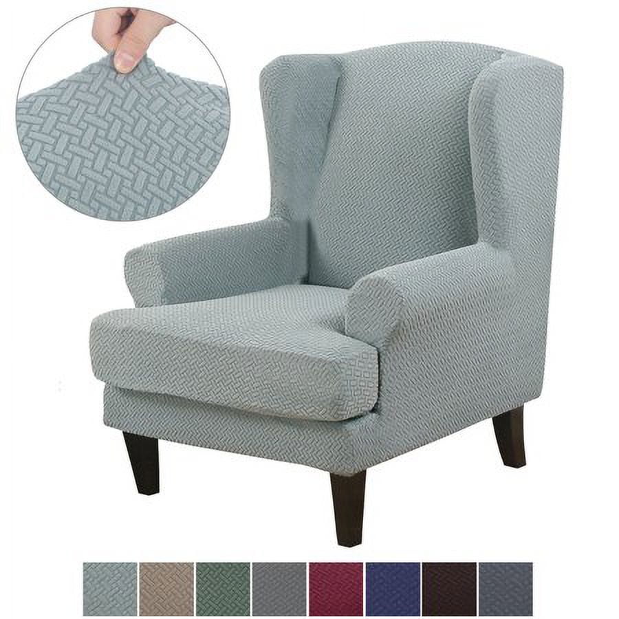 CJC 2 Piece Knitted Wingback Chair Cover Separated Armchair Cushion ...