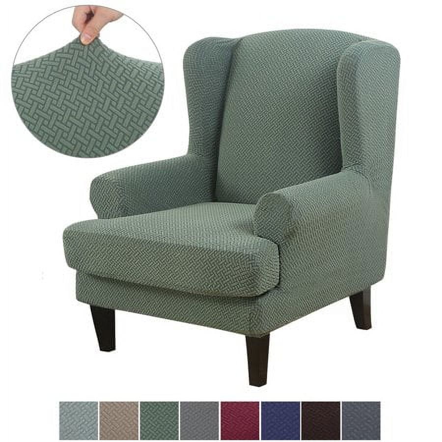 CJC 2 Piece Knitted Wingback Chair Cover Separated Armchair Cushion ...