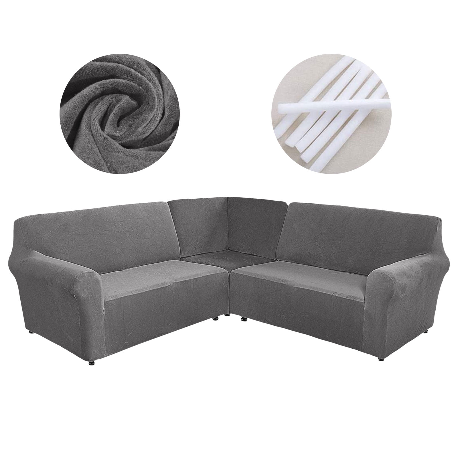 CJC 3-Piece Velvet Recliner Sofa Covers for 7 Seat, Stretch Corner Sofa ...
