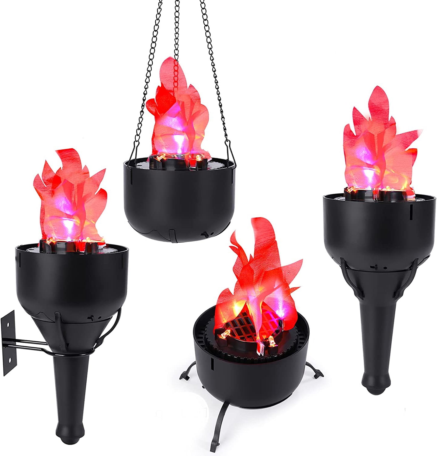 CJC 4 in 1 LED Fake Fire Flame Lamp 3D Campfire Halloween Stage Club ...