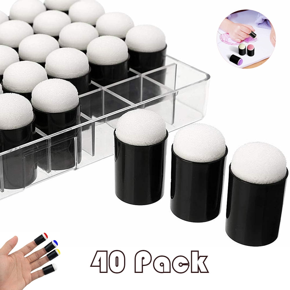 CJC 40 Pcs Finger Sponge Daubers with Storage Box for Painting, Stamping, Drawing, Ink, Card ...