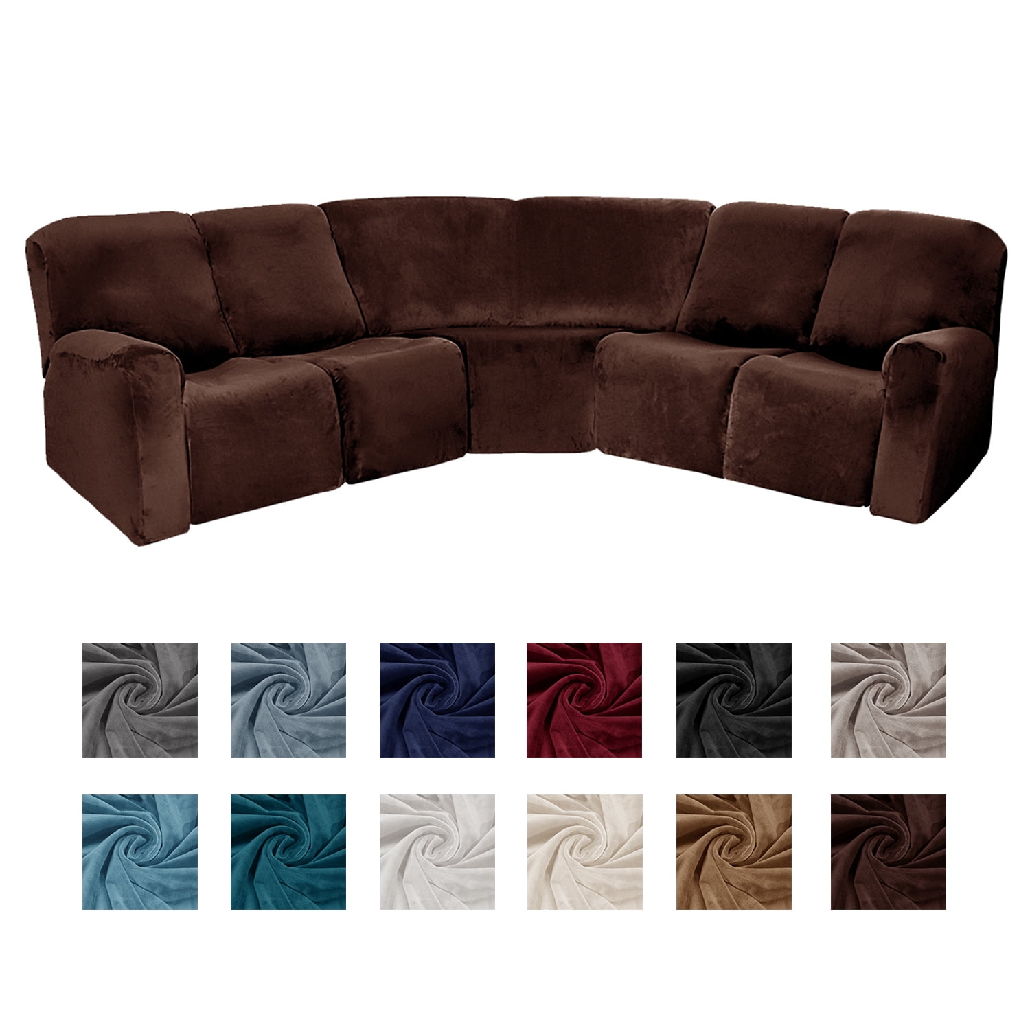 CJC 5 Seat Velvet Recliner Sofa Covers, 7-Piece Corner Sofa Covers, L ...