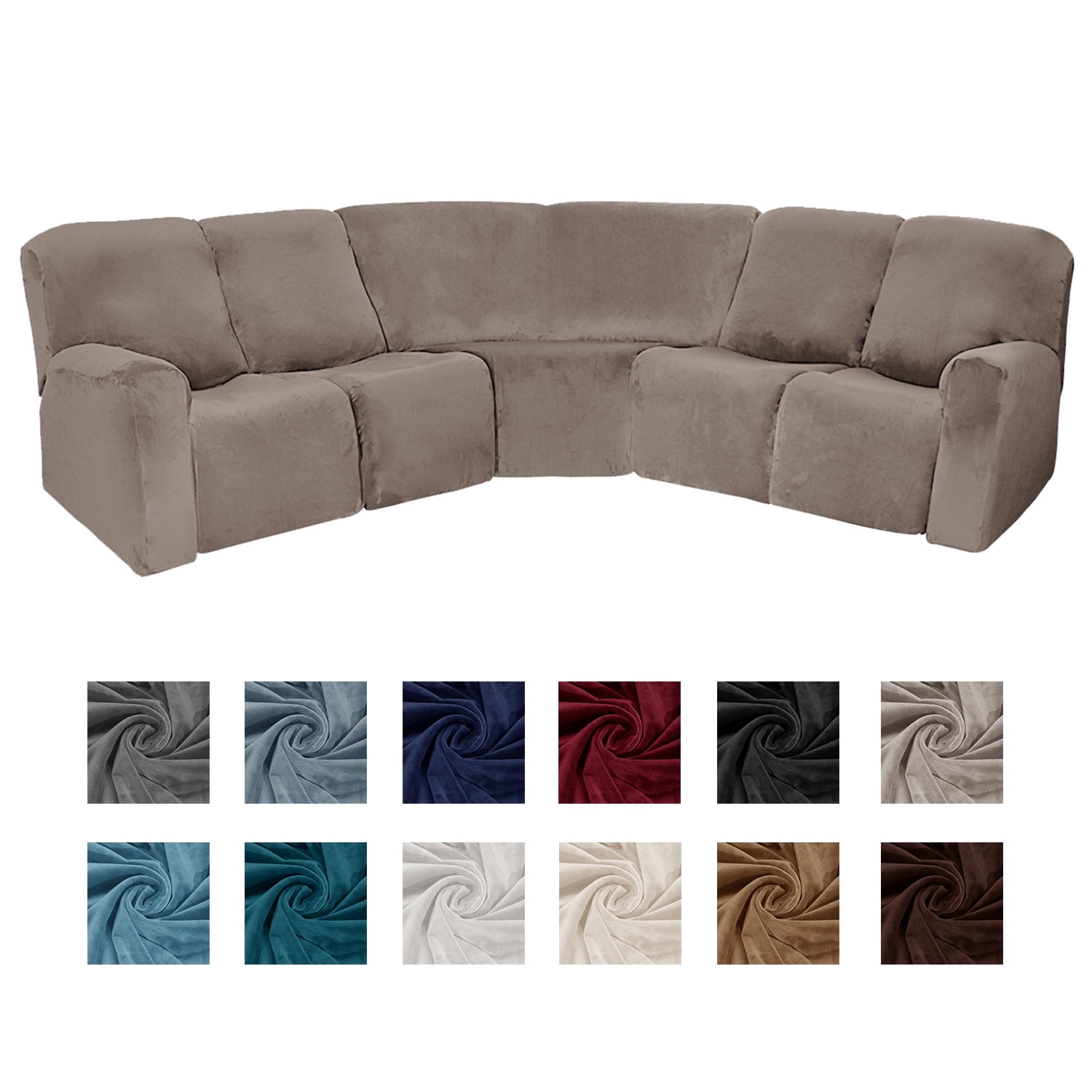 CJC 5 Seat Velvet Recliner Sofa Covers, 7-Piece Corner Sofa Covers, L ...
