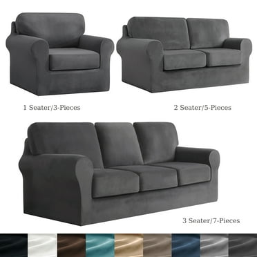 Subrtex 3-Piece Stretch Sofa Slipcover Sets with Backrest Cushion Cover ...