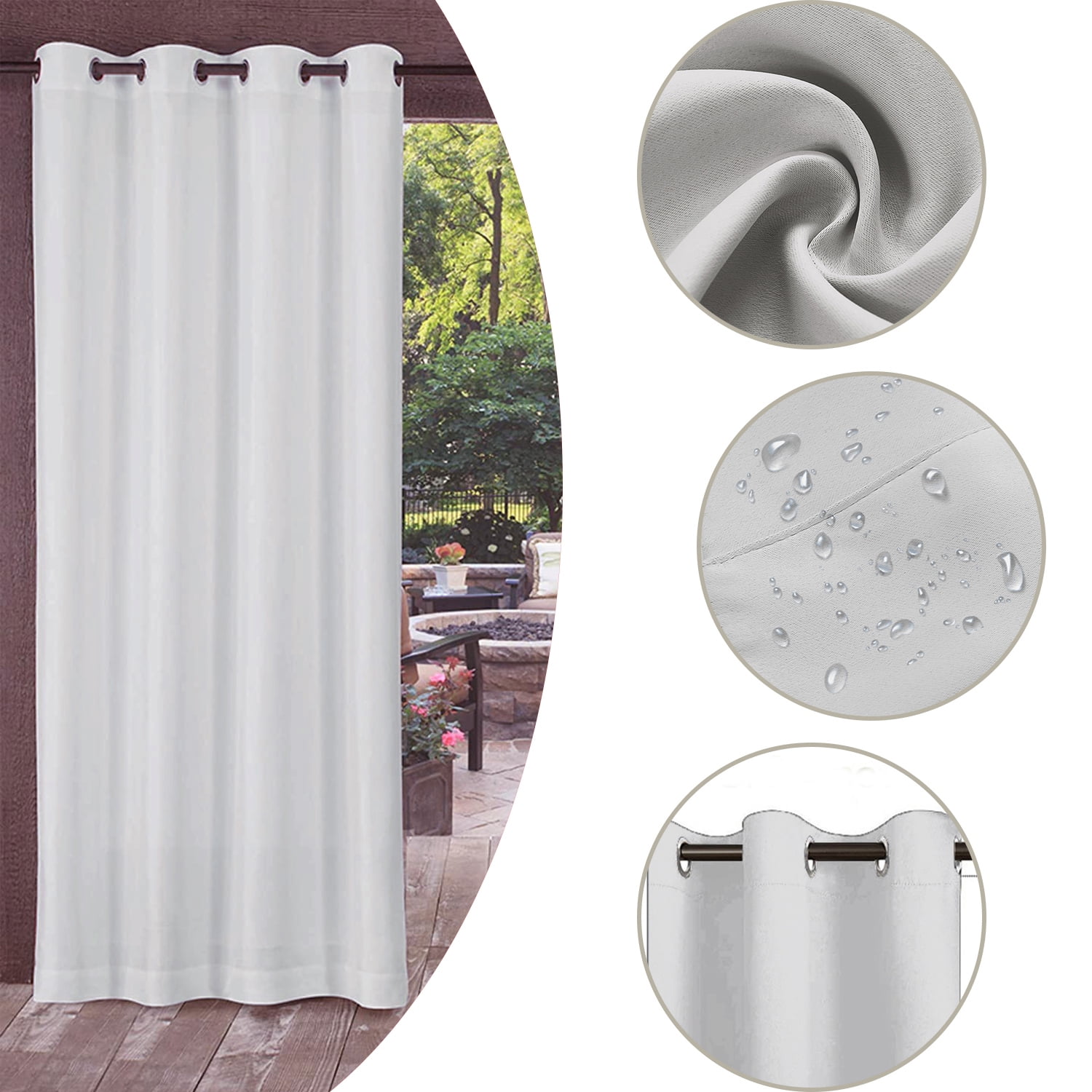 CJC Blackout Outdoor Patio Curtains, Weatherproof, Sun Blocking, UV and ...