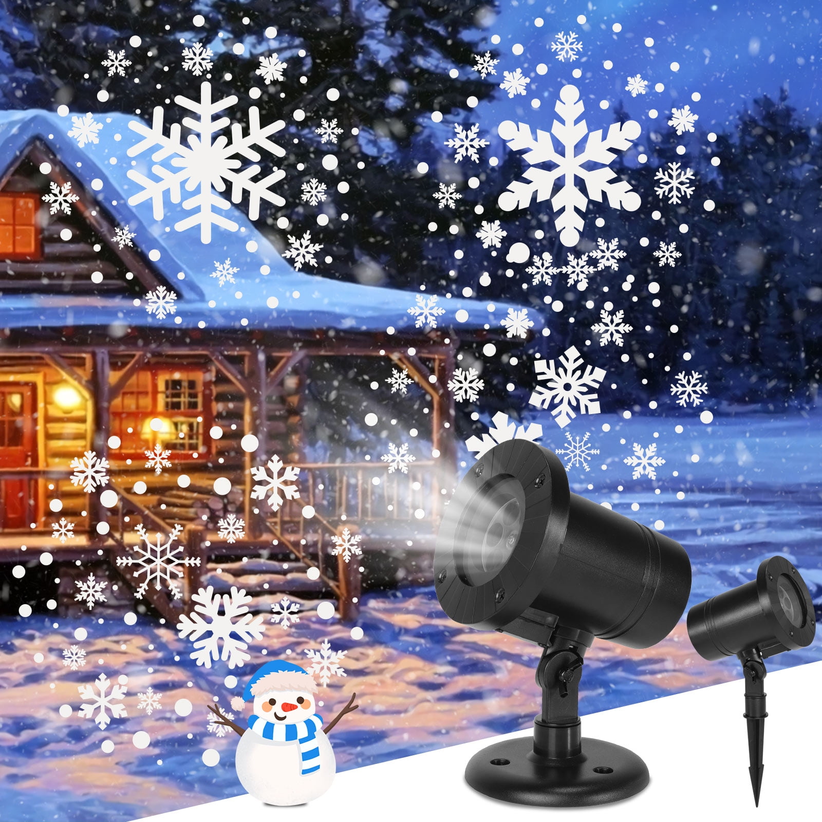 CJC Christmas Snowflake Projector Lights Outdoor, Moving Snowfall LED ...