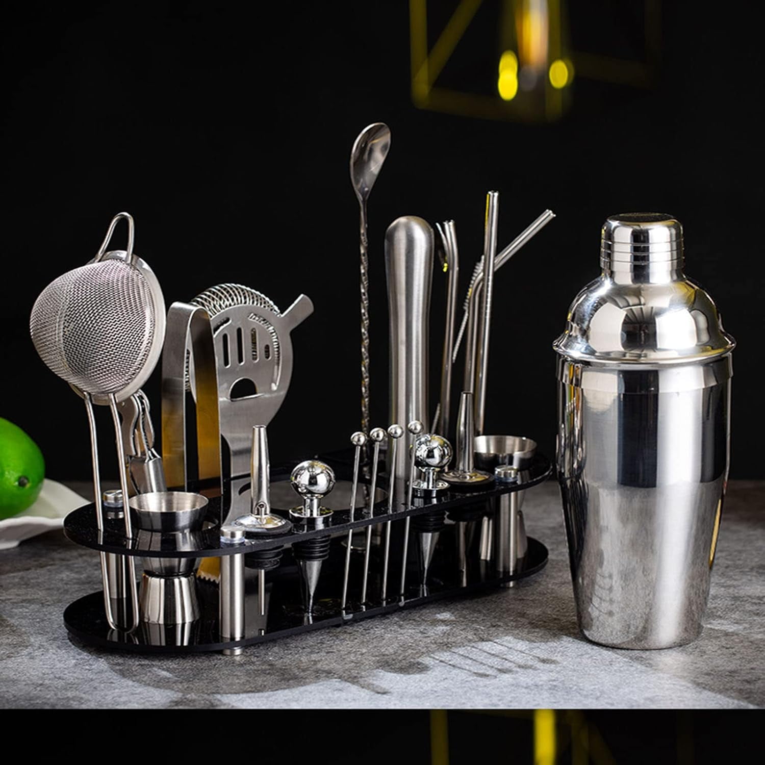 CJC Cocktail Shaker Set, 23-Piece Stainless Steel Bartender Kit ...