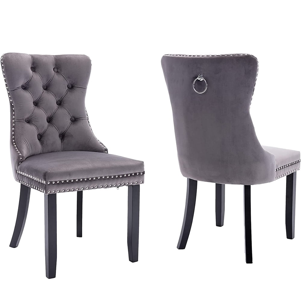 CJC Dining Chairs Set of 2, Velvet Accent Chairs Button Tufted Bar ...