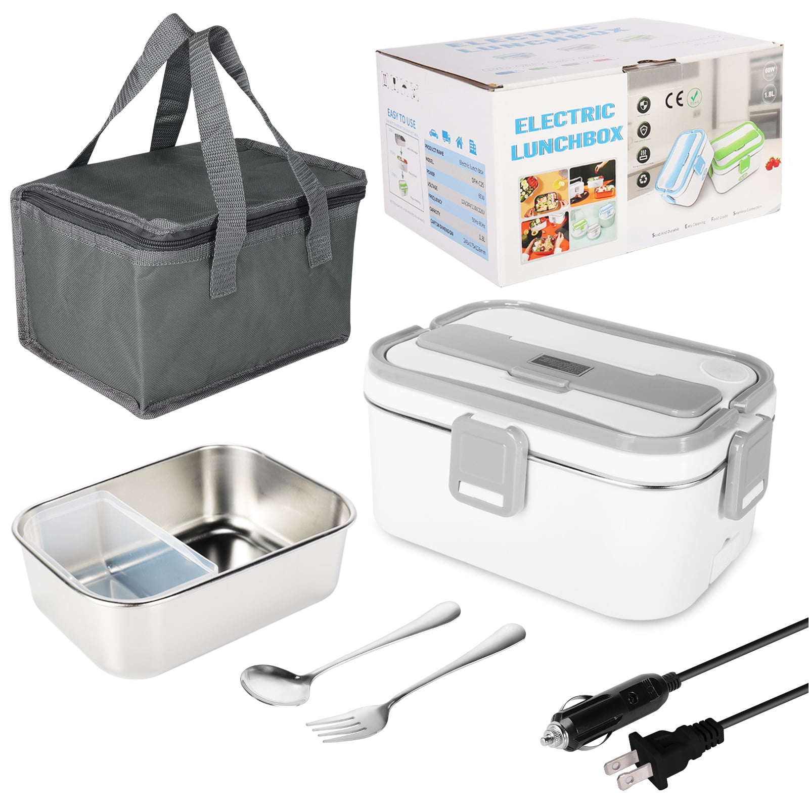 CJC Electric Lunch Box Food Warmer 2-in-1 Portable Food Heater for Home ...