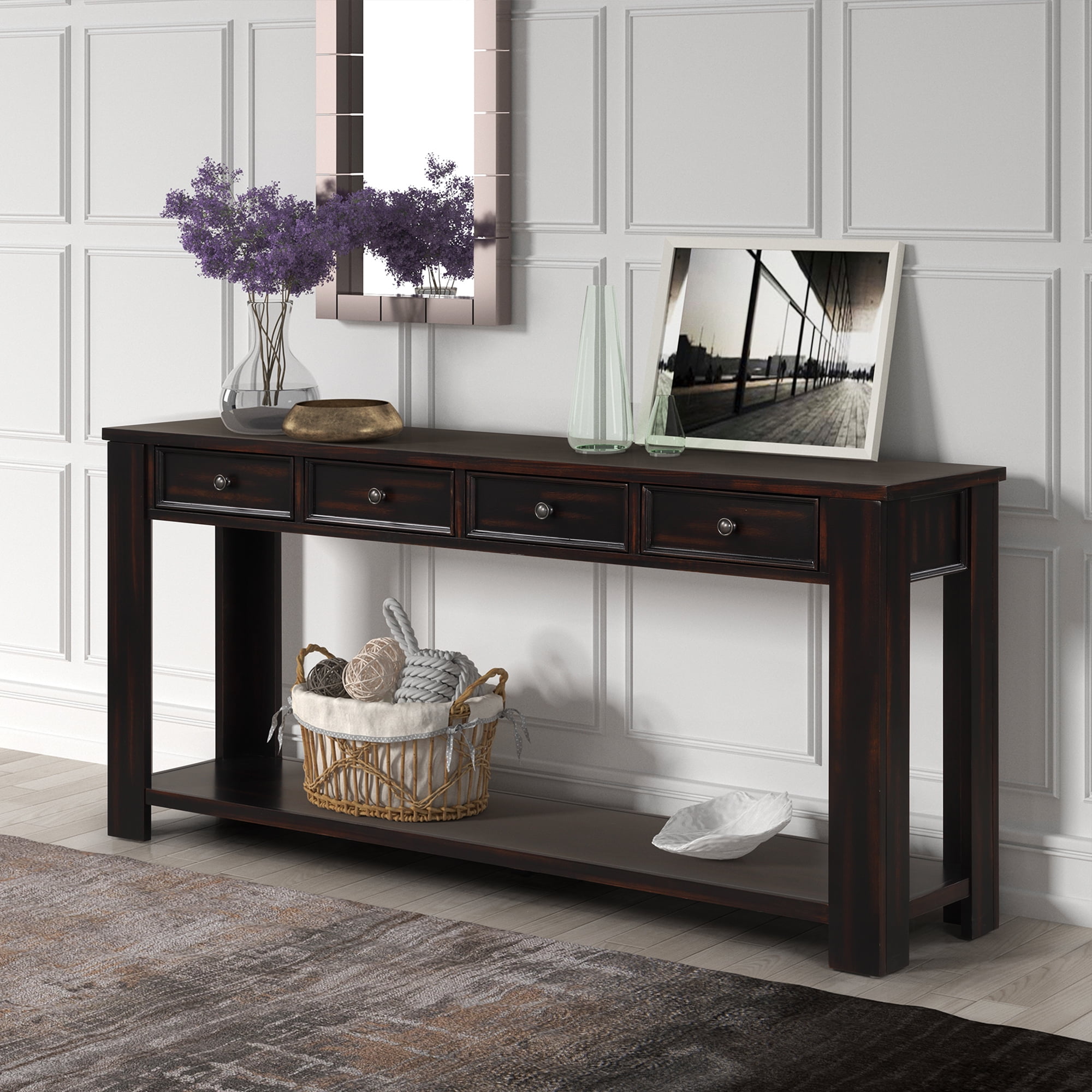 CJC Entry Console Table 63" Storage Sideboard with 4 Drawers and Bottom ...