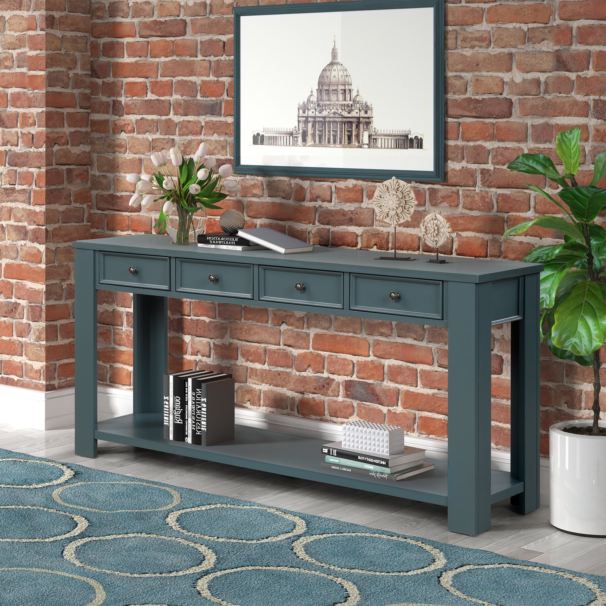 CJC Entry Console Table 63" Storage Sideboard with 4 Drawers and Bottom ...