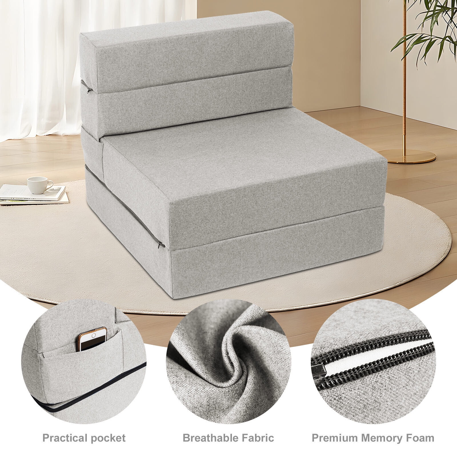CJC Folding Sofa Bed Fold Mattress for Guests Flip Out Lounger Couch ...