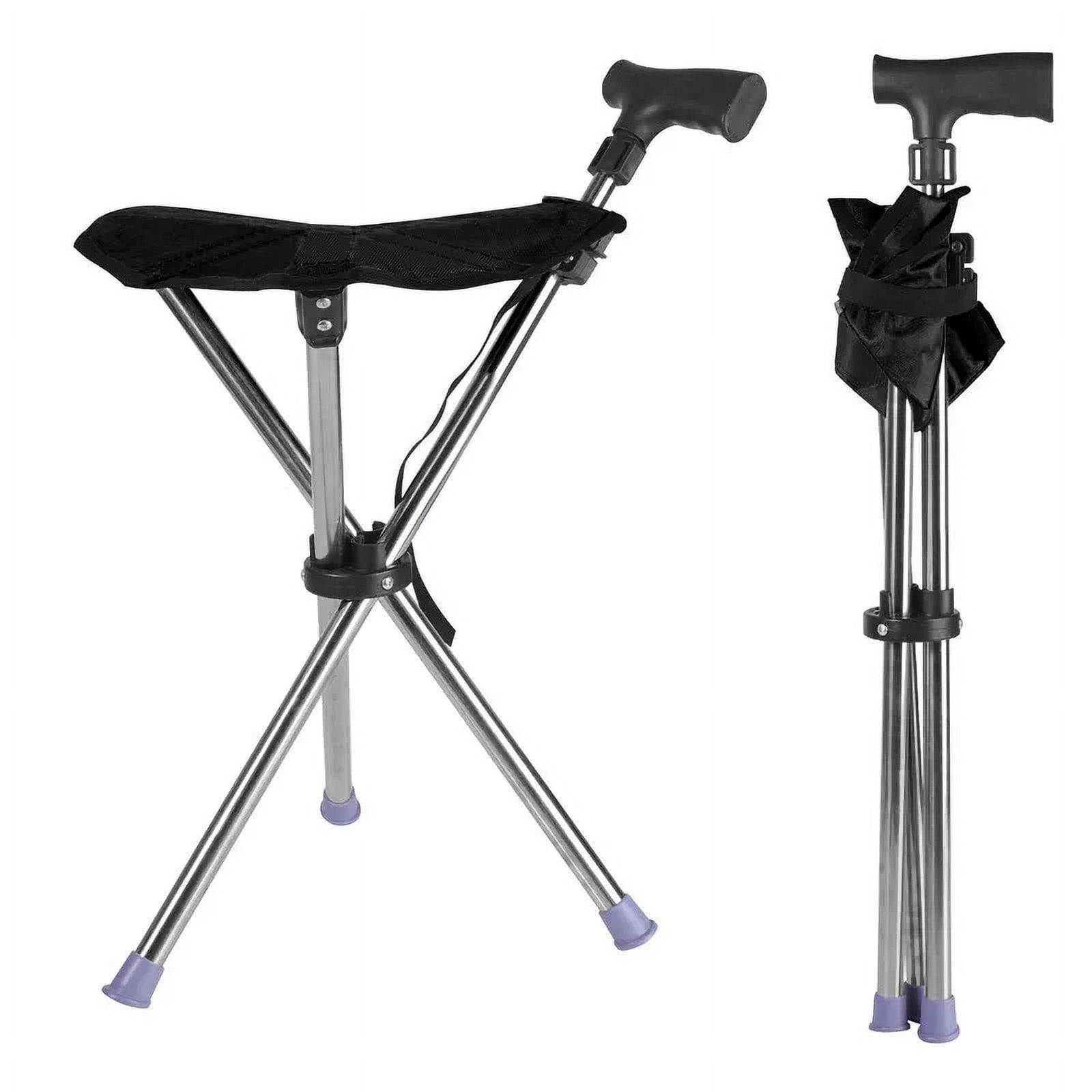 CJC Folding Walking Stick Seat Aluminium Portable Cane Chair Stool ...