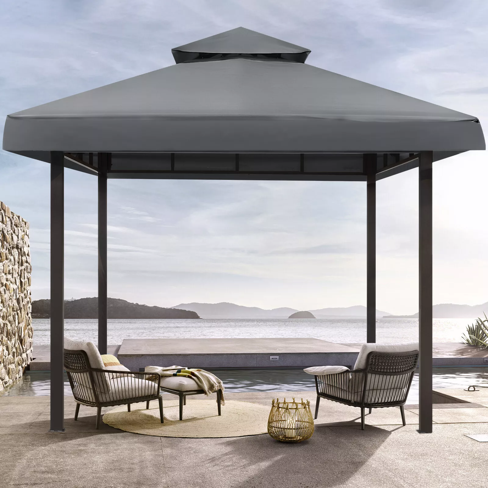 CJC Gazebo Canopy Top Replacement 10'x10' Waterproof Outdoor Canopy ...