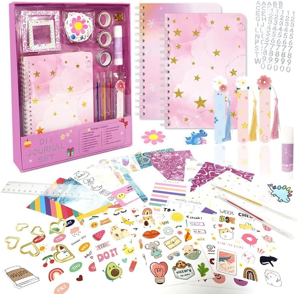 CJC Girls DIY Journal Kit Journal Set Girls Diary Scrapbook & Diary Set ...