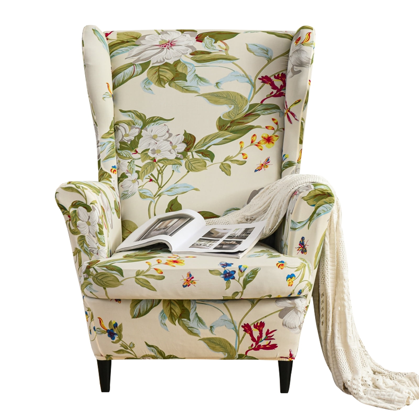 CJC Living Room Back Slip Wingback Chair Covers, 2-Piece Stretch ...