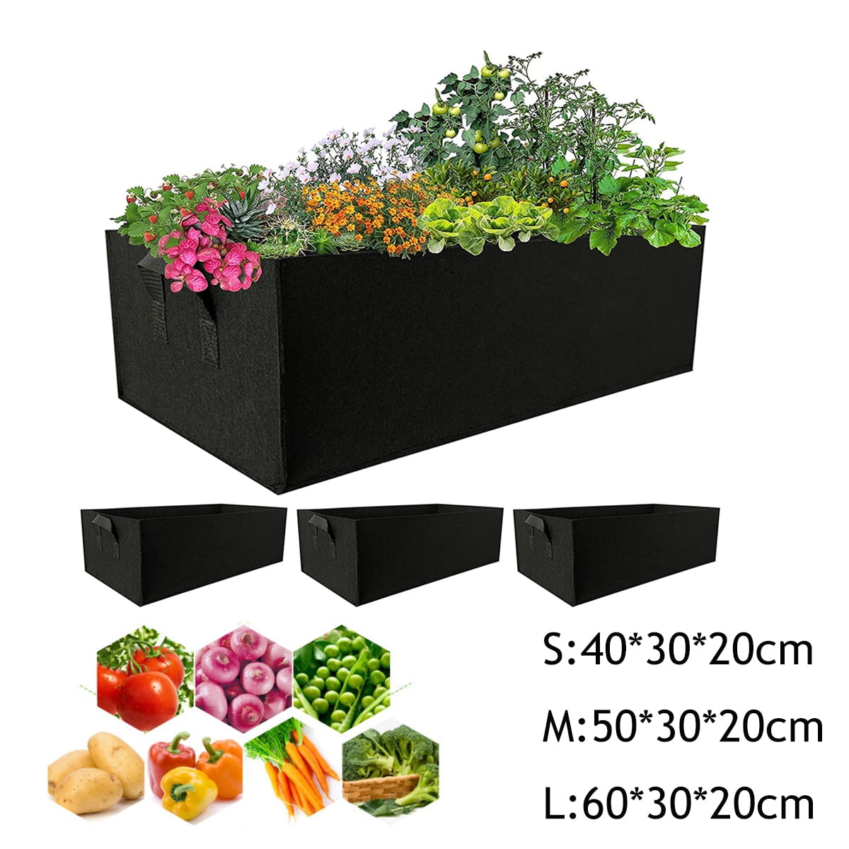 CJC Non-woven Garden Planting Bags, Rectangular Planter Containers ...