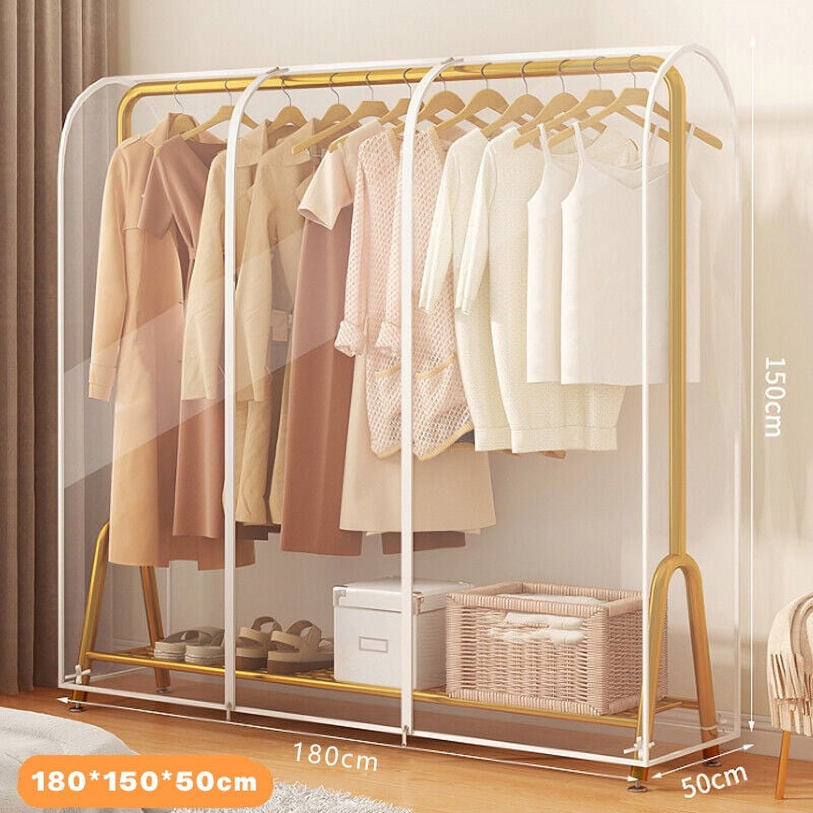 CJC PEVA Clear Garment Rack Cover Dust-Waterproof with 2 Durable Zipper ...