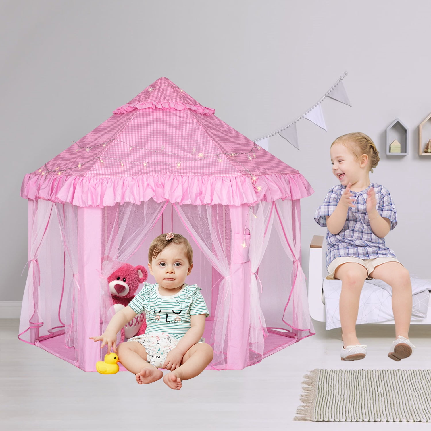 CJC Princess Tent Girls Large Playhouse Kids Castle Play Tent with Star ...