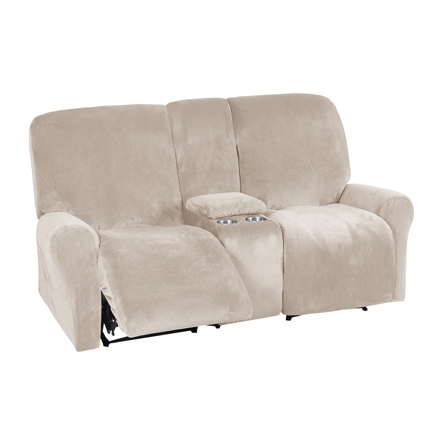 CJC Reclining Sofa Slipcover with Middle Console, Velvet Loveseat Couch ...