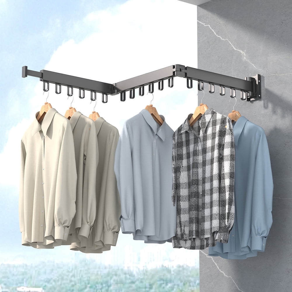 CJC Retractable Clothes Drying Rack - Wall Mounted Clothes Hanger Rack ...