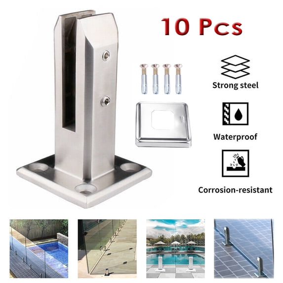 CJC Stainless Steel Glass Panel Posts - 10 Pcs Swimming Pool Fence ...