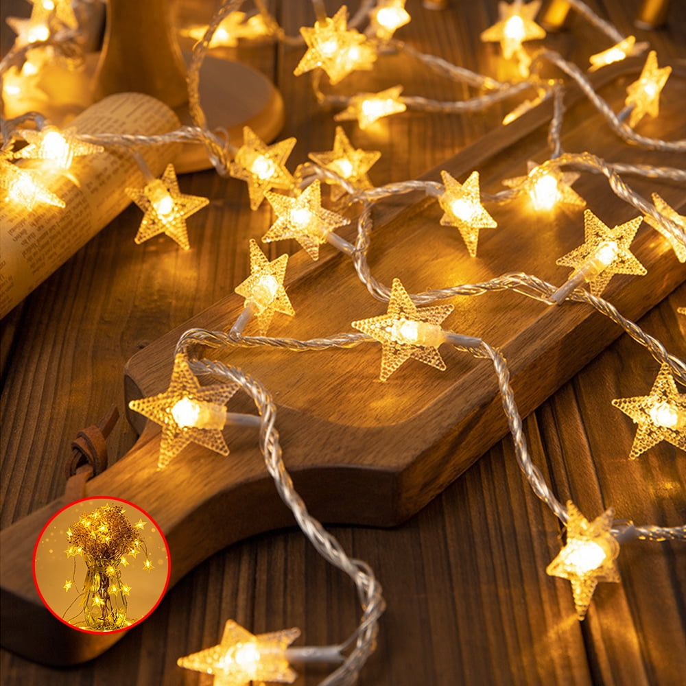 CJC Star String Lights for Bedroom, 9.8ft 20 LED Warm White, Indoor ...