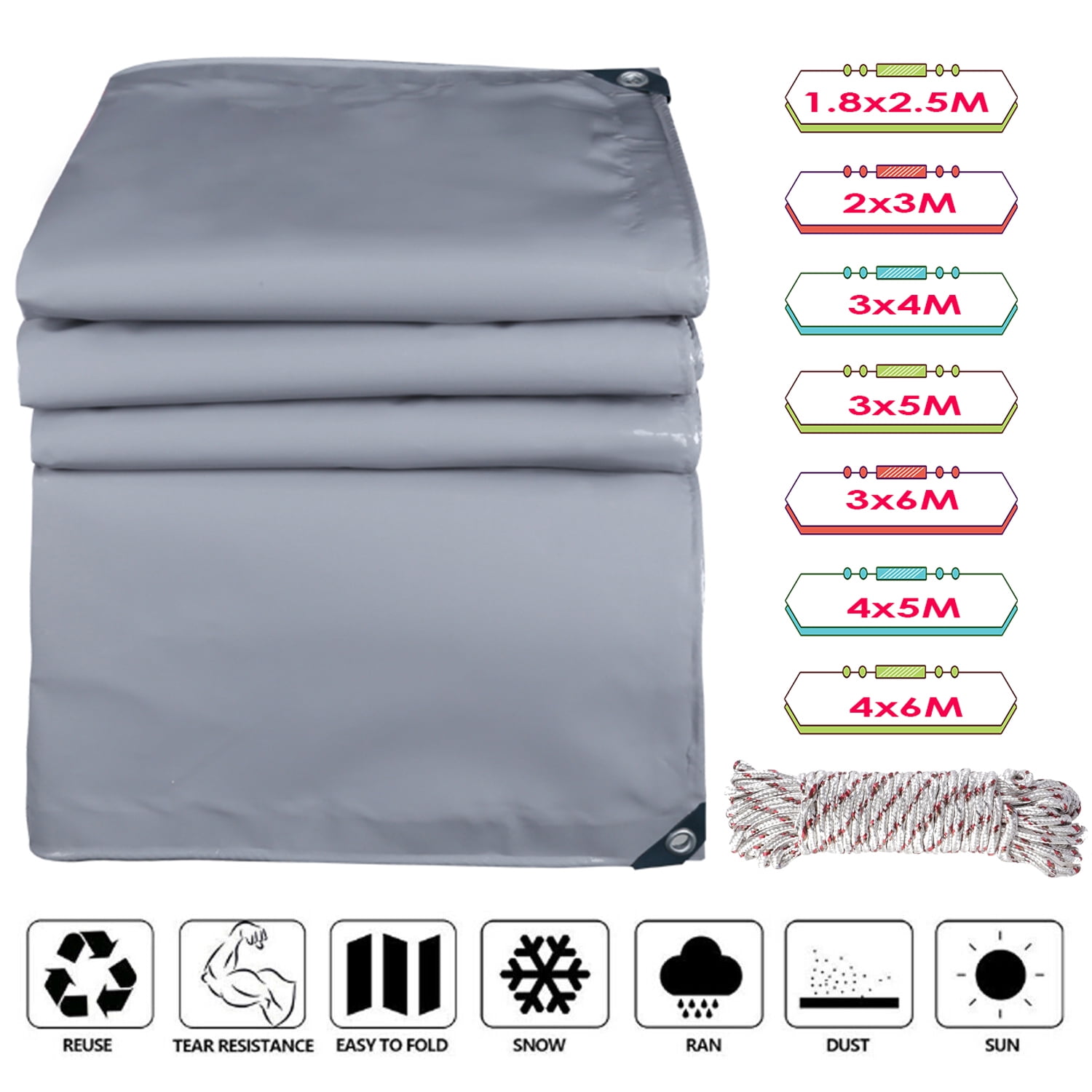 CJC Tarp Cover Heavy Duty PVC Tarpaulin Cover, Waterproof, UV Resistant ...