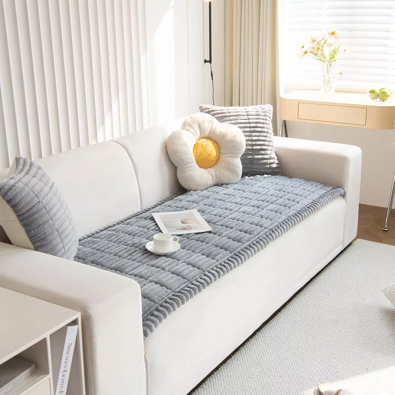 CJC Thicken Sofa Cover Quilted Pet Sofa Pad Winter Non-Slip Warm Plush ...