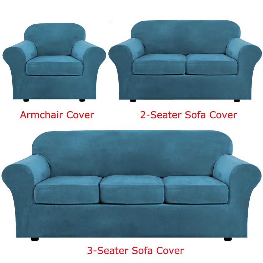 CJC Velvet Plush Sofa Covers Stretch Couch Covers with Separate Cushion ...