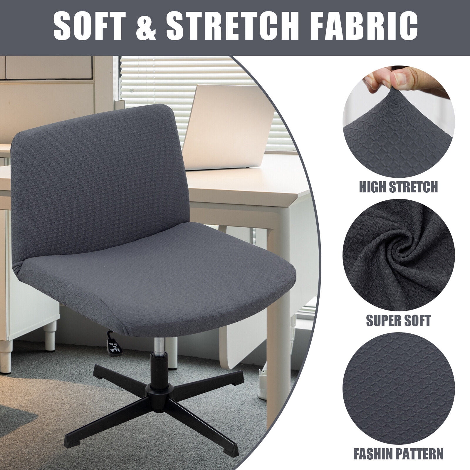 CJC Waterproof Armless Chair Slipcover Office Chair Cover Stretch Mid ...