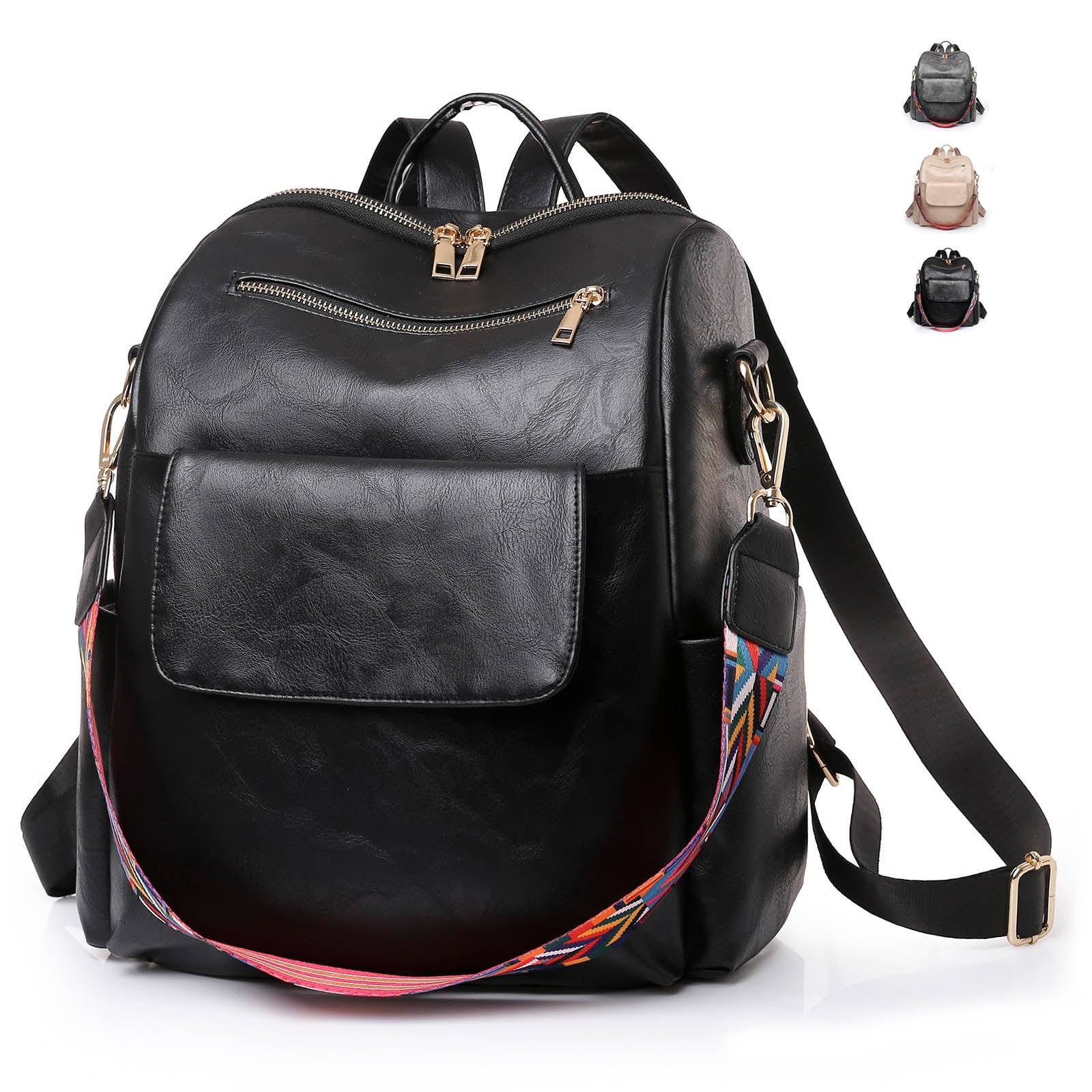 CJC Women's Fashion Backpack Purse PU Leather Shoulder Handbag ...