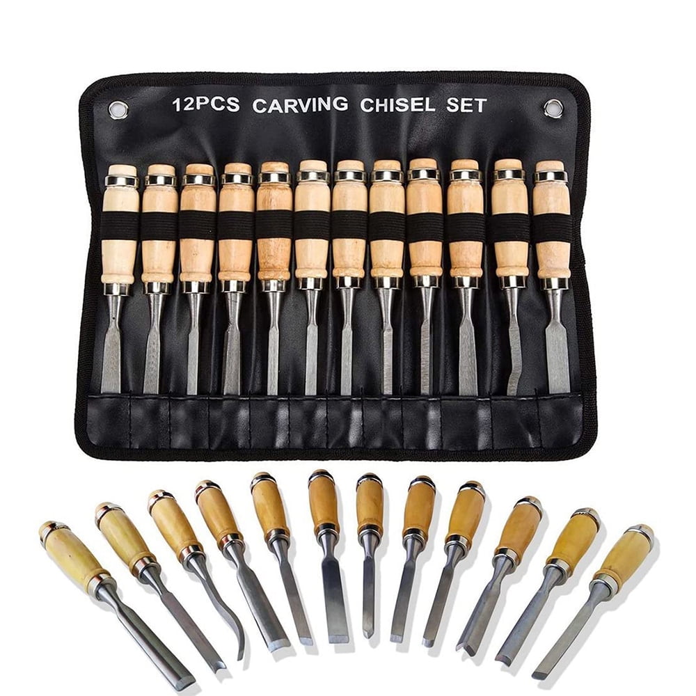 CJC 12 Piece Wood Carving Chisels Set - DIY Woodworking Tools ...