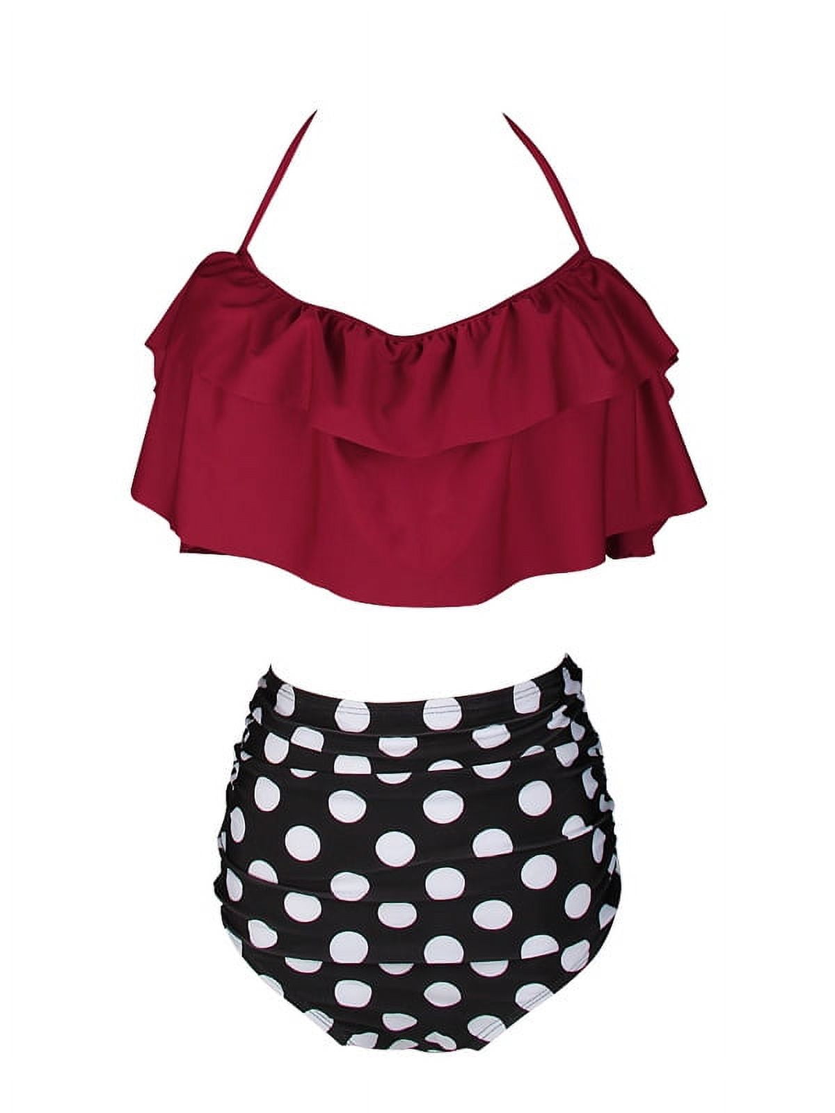 Cjcmall Two Pieces Womens Flounce Chic Bikini Set Sexy High Waisted