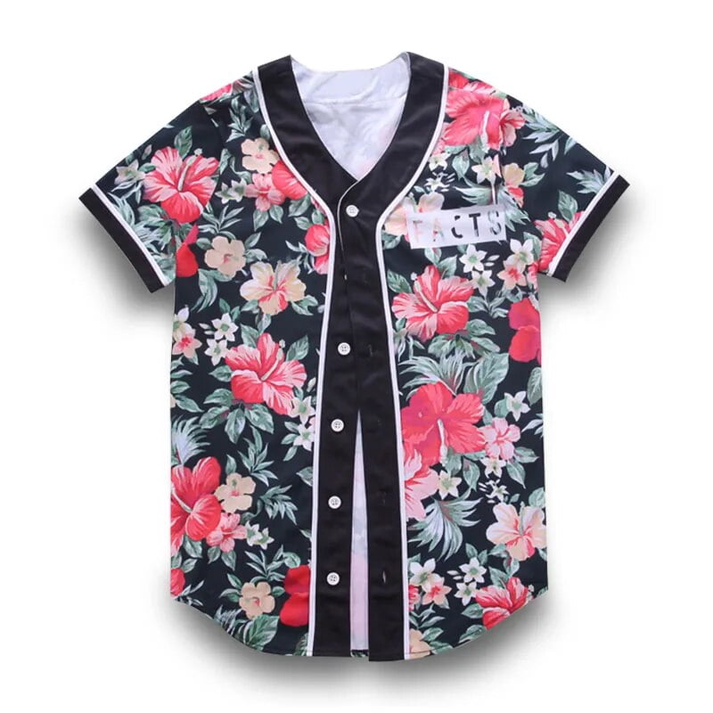 CJLM Baseball Jersey TShirt Red Floral 3D Print Jacket Men T-Shirt ...