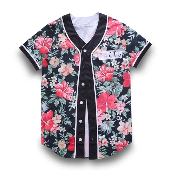 CJLM Baseball Jersey TShirt Red Floral 3D Print Jacket Men T-Shirt ...