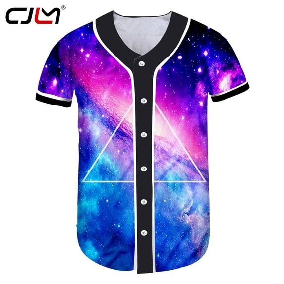 CJLM Colored Starry Sky Men's Sports Baseball Shirt Geometric Triangle ...