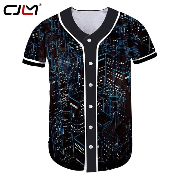 CJLM Man Personality Black Trend Baseball Shirt Men's Casual Tshirt 3D ...