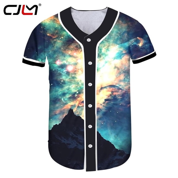 CJLM Man Personality Colorful Baseball Shirt 3D Starry Sky Full Printed ...