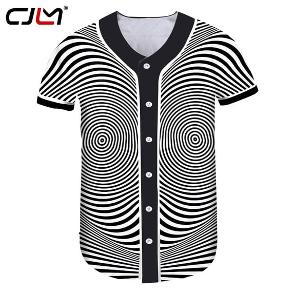 CJLM New Man Creative Black White Striped Baseball Shirt Unisex Men ...