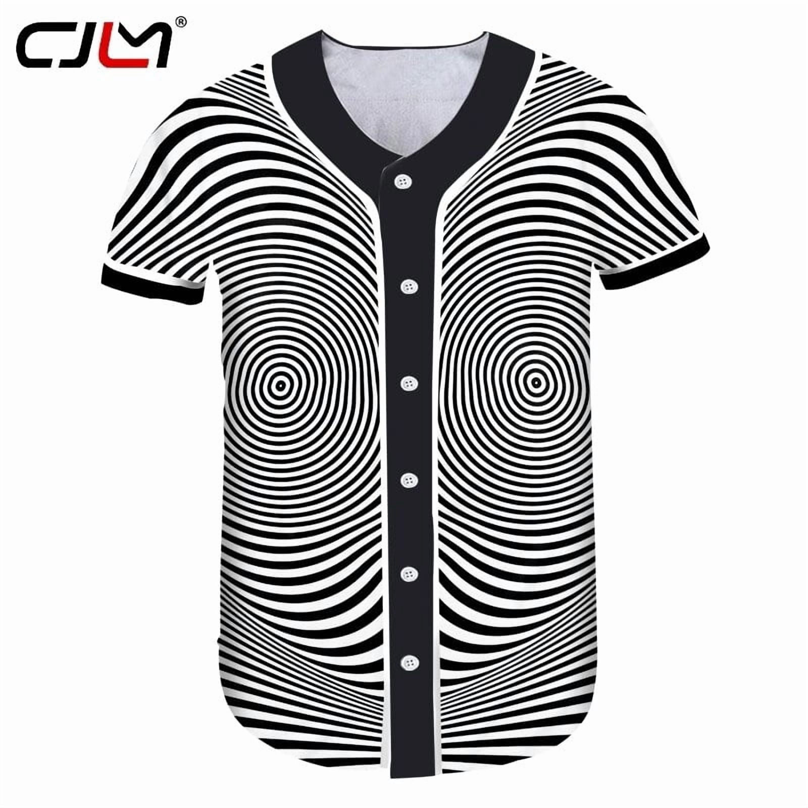 CJLM New Man Creative Black White Striped Baseball Shirt Unisex Men ...