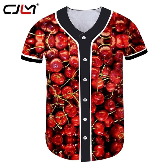 CJLM Personality 3D Full Printed Man Red Cherry Baseball Shirt Funny ...